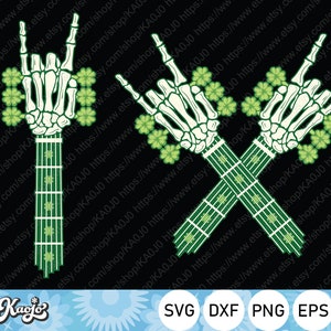 Shamrock Skeleton Hand Guitar Svg, Shamrock N Roll Svg, St Patricks Day ...