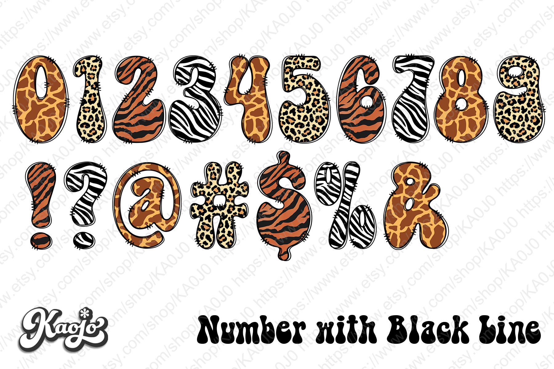 Wild Doodle Letters PNG Bundle, Groovy Animal Pattern Alphabet ...