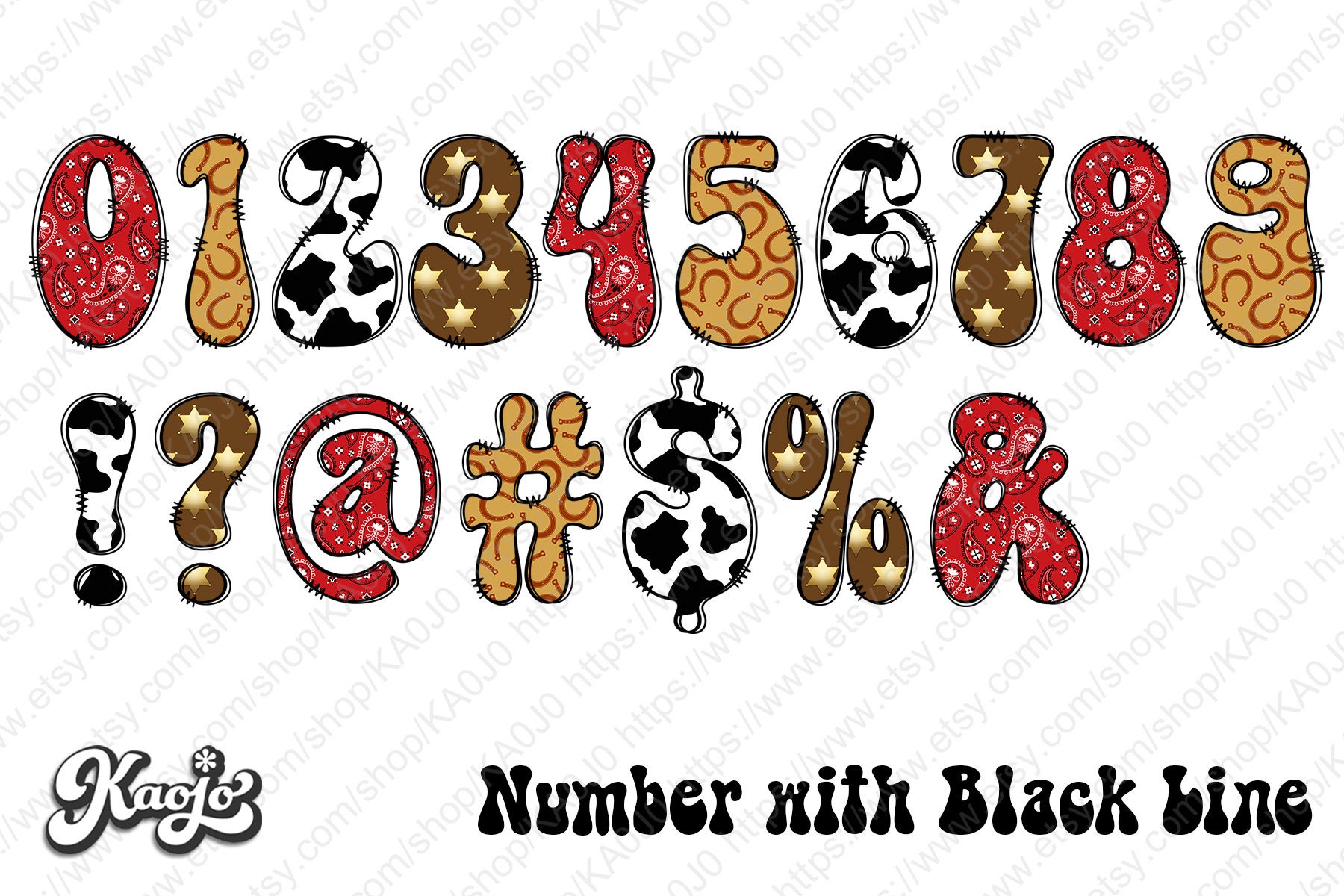 Country Doodle Letters PNG Bundle, Western Groovy Alphabet Uppercase ...