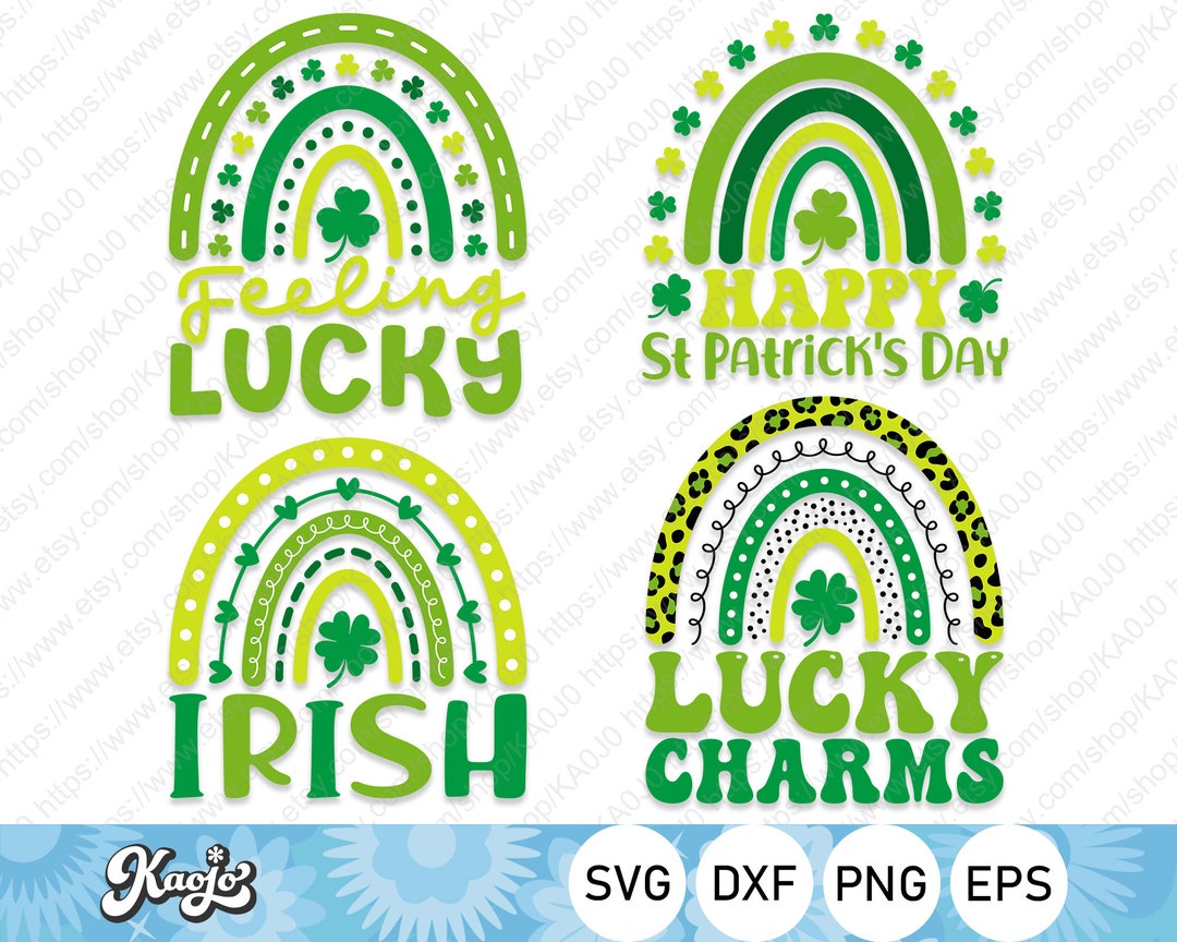 Happy St Patrick's Day Rainbow Svg Bundle, Lucky Charms Rainbow Svg ...