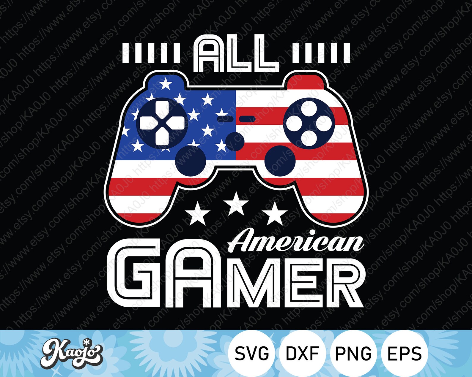 All American Gamer SVG, Patriotic 4th of July Gamer SVG, American Video ...