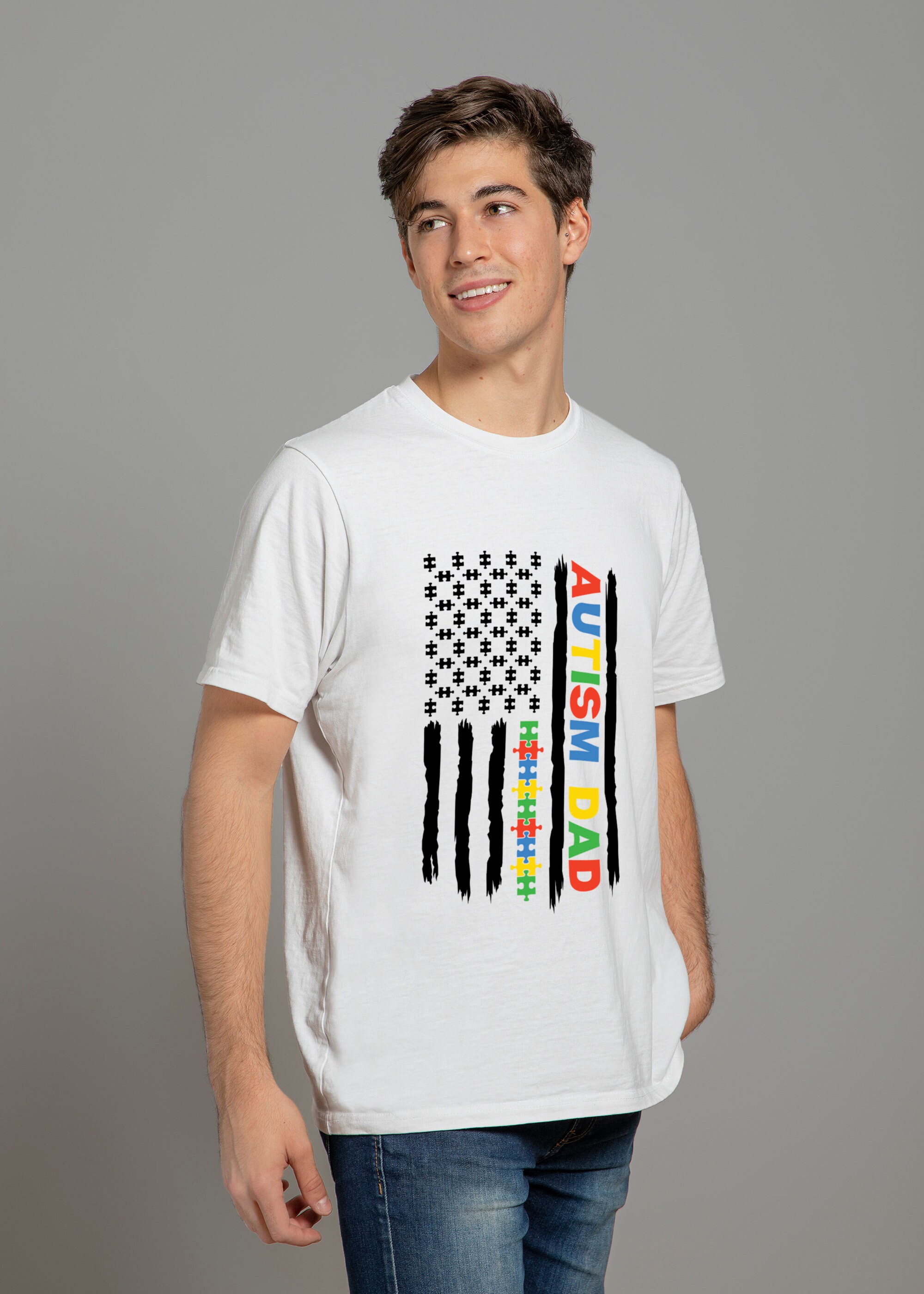 Autism Dad Distressed American Flag SVG Autism Awareness - Etsy