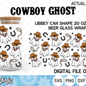 Cowboy Ghost Can Glass Svg, Halloween Boo Haw Can Glass Svg, Spooky ...