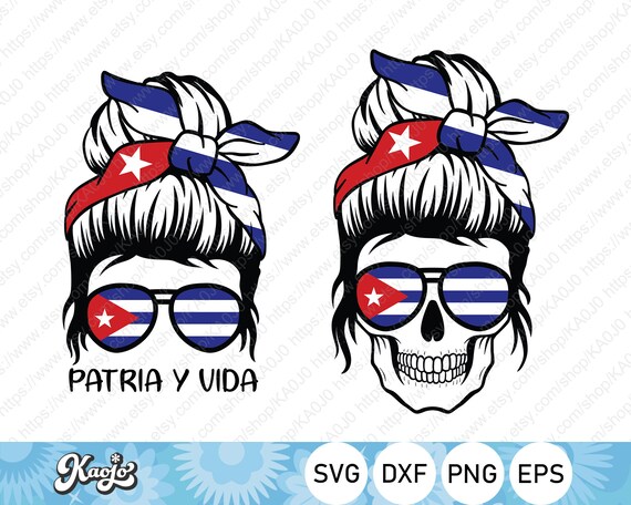 Messy Bun Cuba Flag SVG Cuban Skull Mom SVG Sunglasses Messy - Etsy