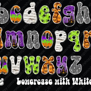 Halloween Doodle Letters PNG, Groovy Trick or Treat Alphabet Uppercase ...