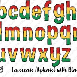 Juneteenth Doodle Letters PNG Bundle, Entire Doodle Alphabet Uppercase ...