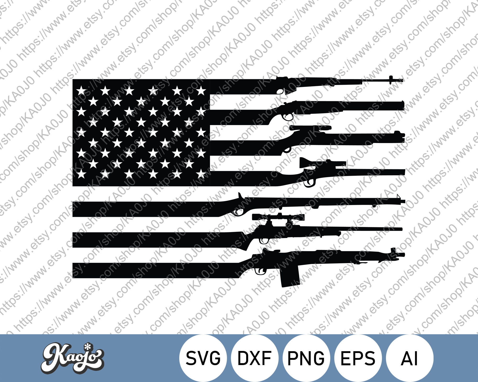 Gun Rifles American Flag SVG Military American Flag SVG | Etsy