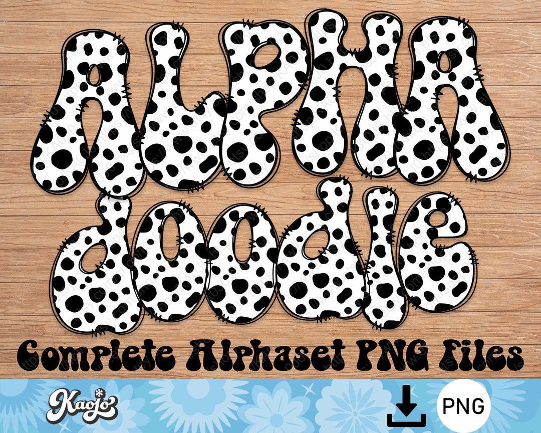 Dalmatian Doodle Letters PNG, 101 Dog Pattern Alphabet Uppercase ...
