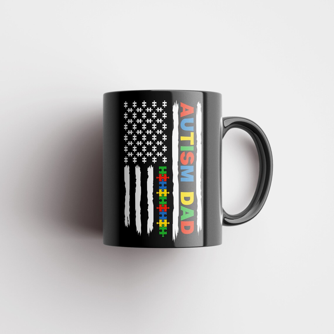 Autism Dad Distressed American Flag SVG, Autism Awareness Colorful Flag ...