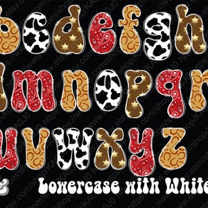 Country Doodle Letters PNG Bundle, Western Groovy Alphabet Uppercase ...