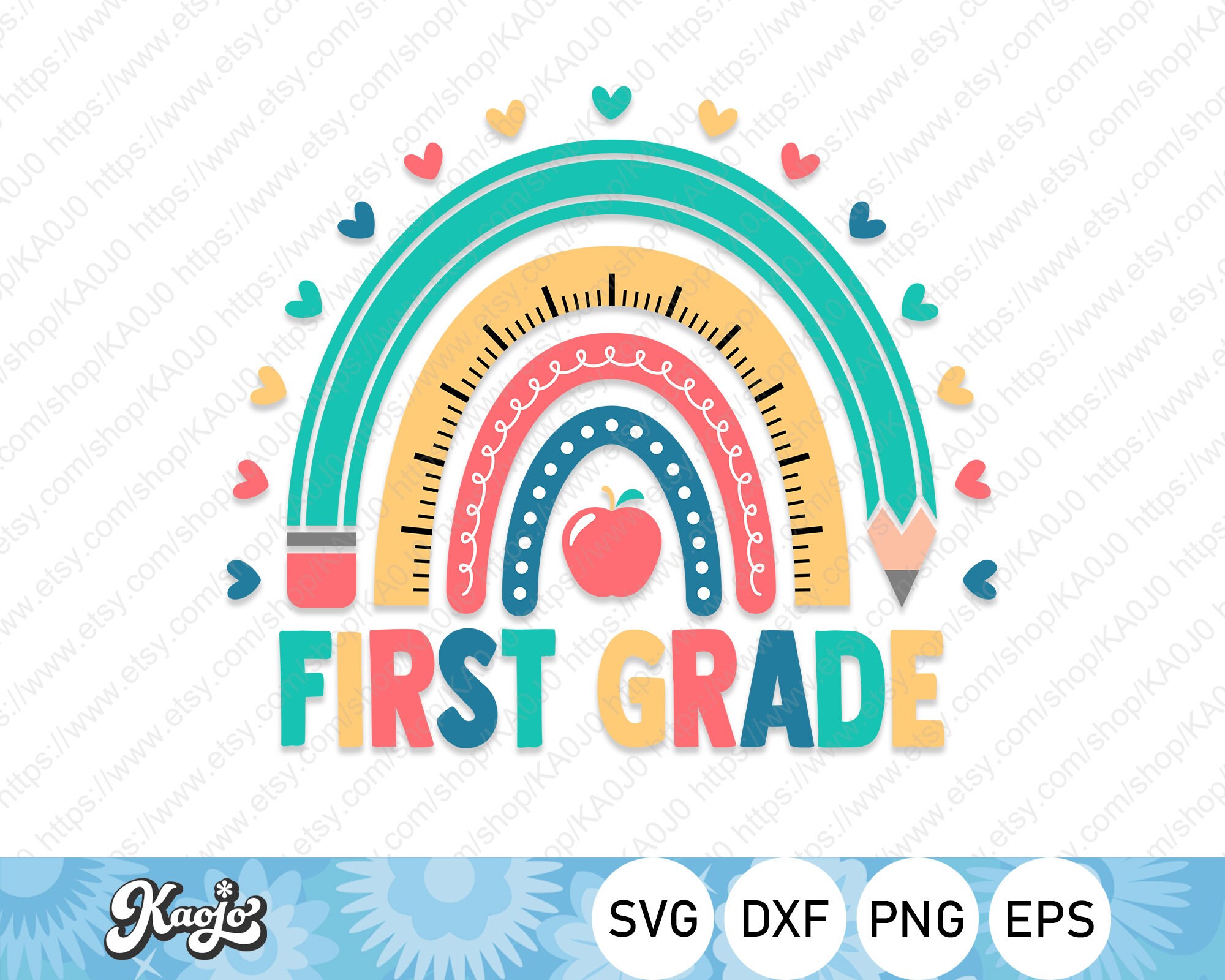 First Grade Rainbow Svg, First Day of School Svg, Back to School Svg ...