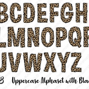Leopard Print Doodle Letters PNG Bundle, Entire Doodle Alphabet ...