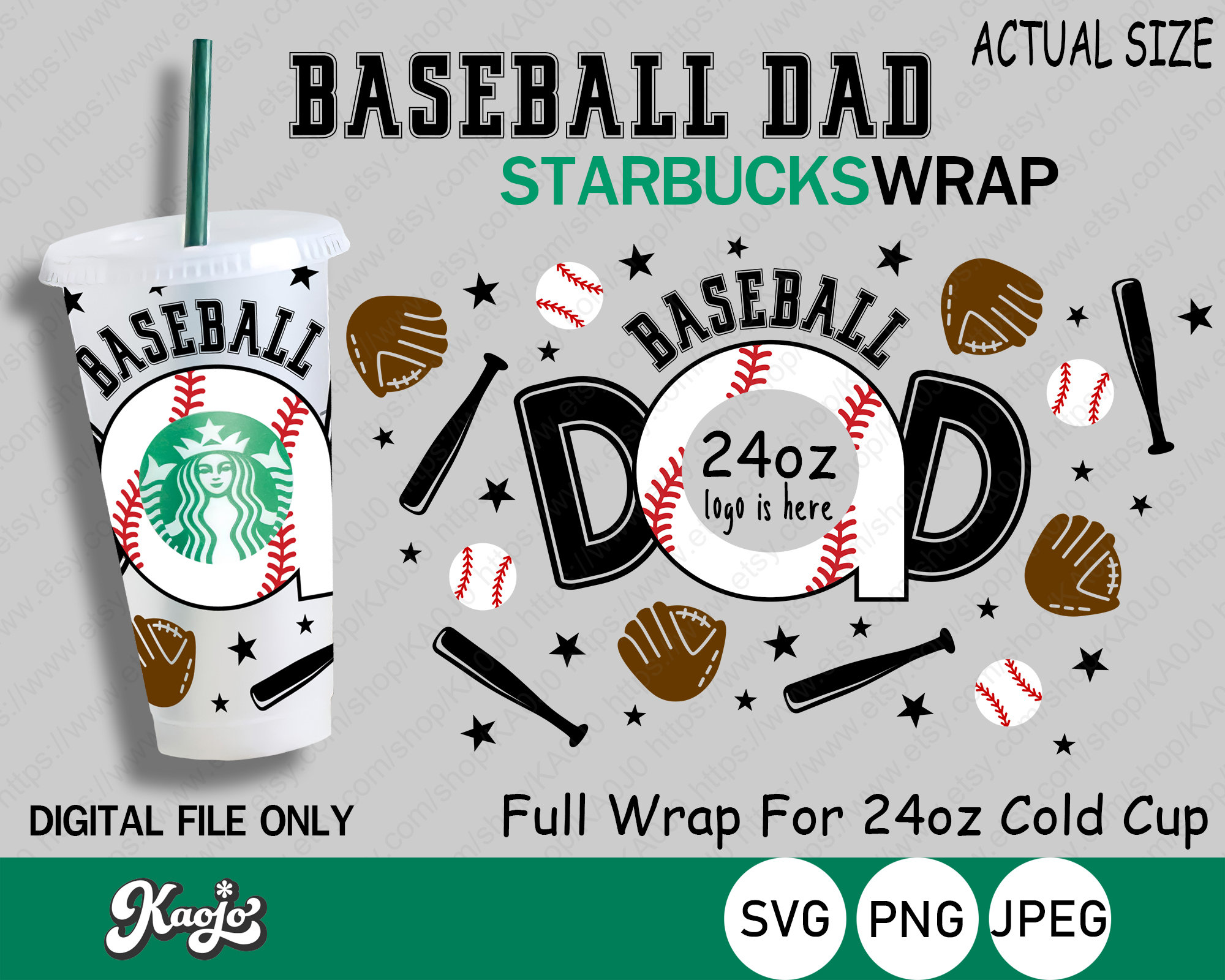 Baseball Dad Starbucks Cup SVG Full Wrap Starbucks Dad SVG - Etsy