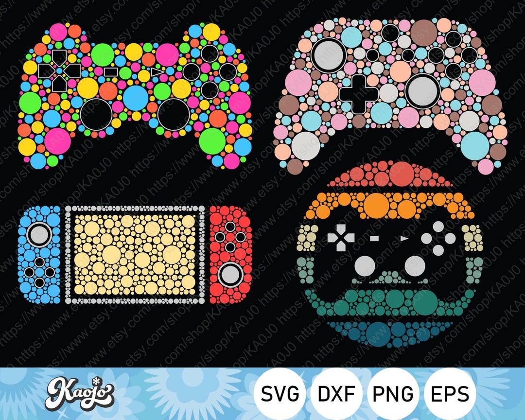 Funny Polka Dot Game Controller, Video Gaming Lover Dots Svg, Happy Dot ...