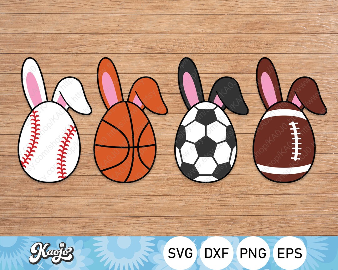 Easter Sports Bundle Svg, Sport Ball Easter Egg Svg, Funny Bunny Ears ...