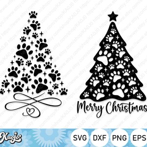 Paw Tree Svg, Christmas Tree With Paws Svg, Dog Paw Print Tree Svg, Dog ...