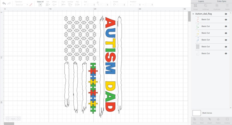 Autism Dad Distressed American Flag SVG Autism Awareness - Etsy