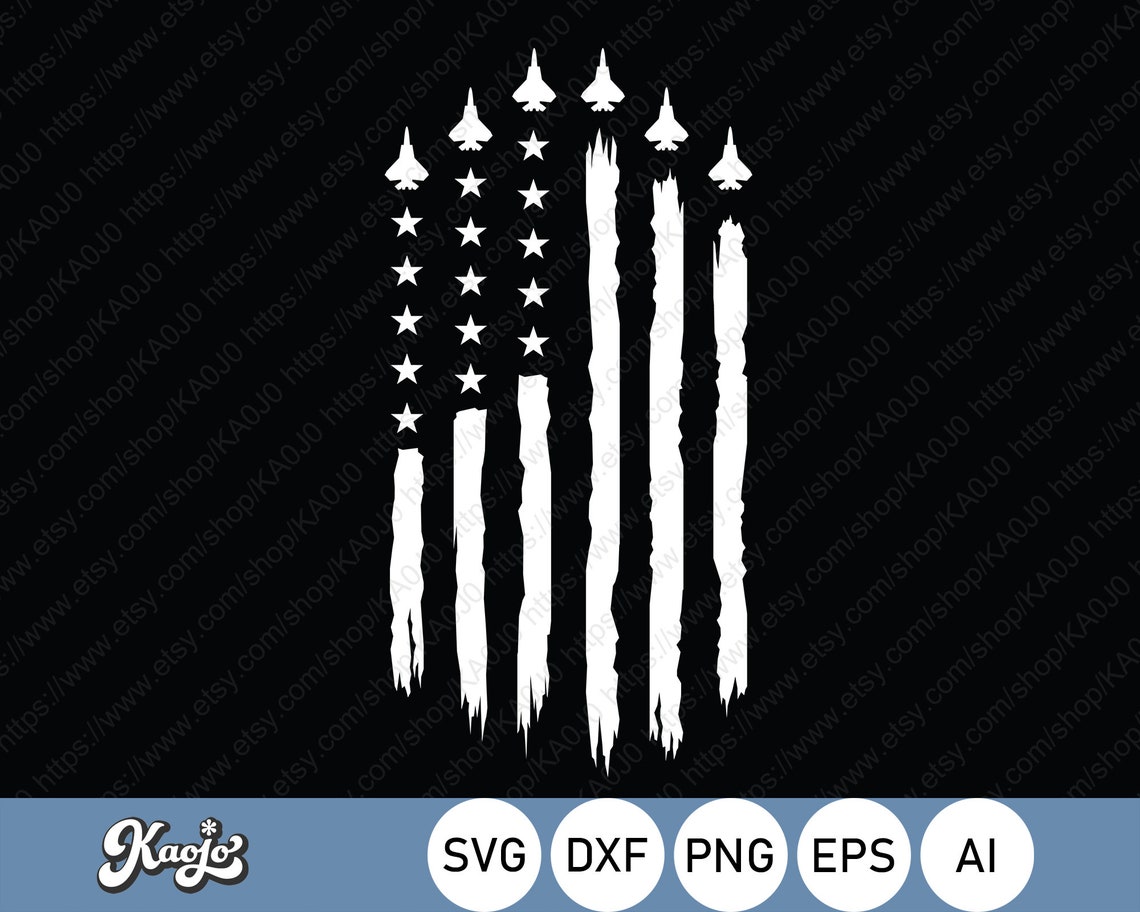 American Flag Jet Fighter SVG 4th of July SVG Distressed USA | Etsy