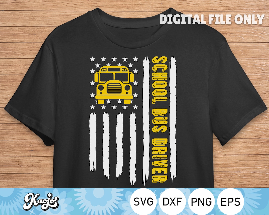 School Bus Driver American Flag Svg, 1st Day of School Svg, Patriotic ...