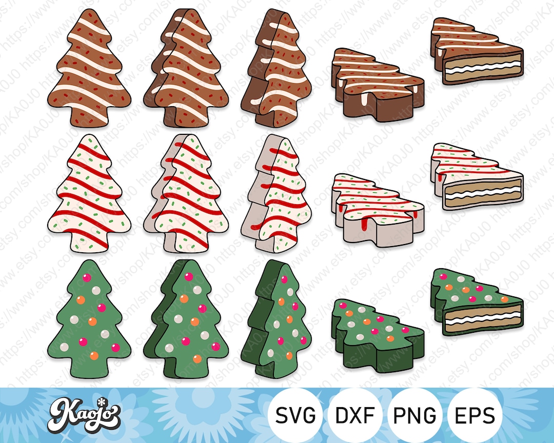 Christmas Tree Cake Svg Bundle, Little Debbie Christmas Snack Cakes Svg ...