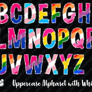 LGBTQ Flag Doodle Letters PNG Bundle, Entire Doodle Alphabet Uppercase ...