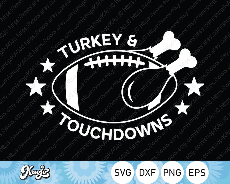 Turkey and Touchdowns SVG, Turkey American Football Svg, Thanksgiving ...