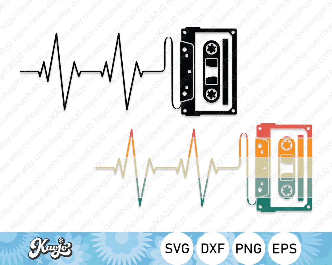 Heart Beat Cassette Tape Svg, Retro Vintage Cassette Svg, Music Retro ...