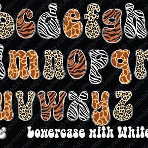 Wild Doodle Letters PNG Bundle, Groovy Animal Pattern Alphabet ...