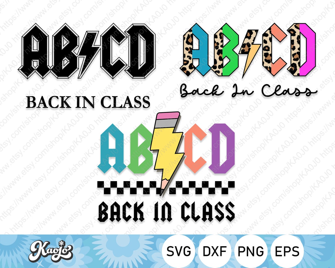 ABCD Back in Class Svg, Back to School Svg, Pencil Lightening Bolt Svg ...