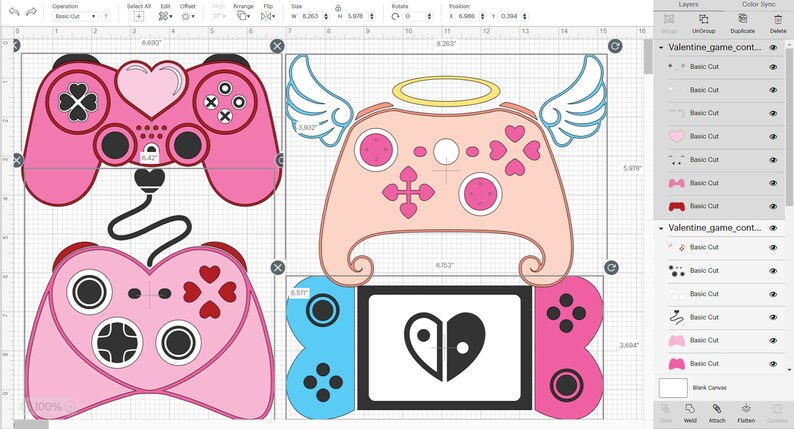 Valentine's Day Game Controller SVG Bundle Hearts | Etsy