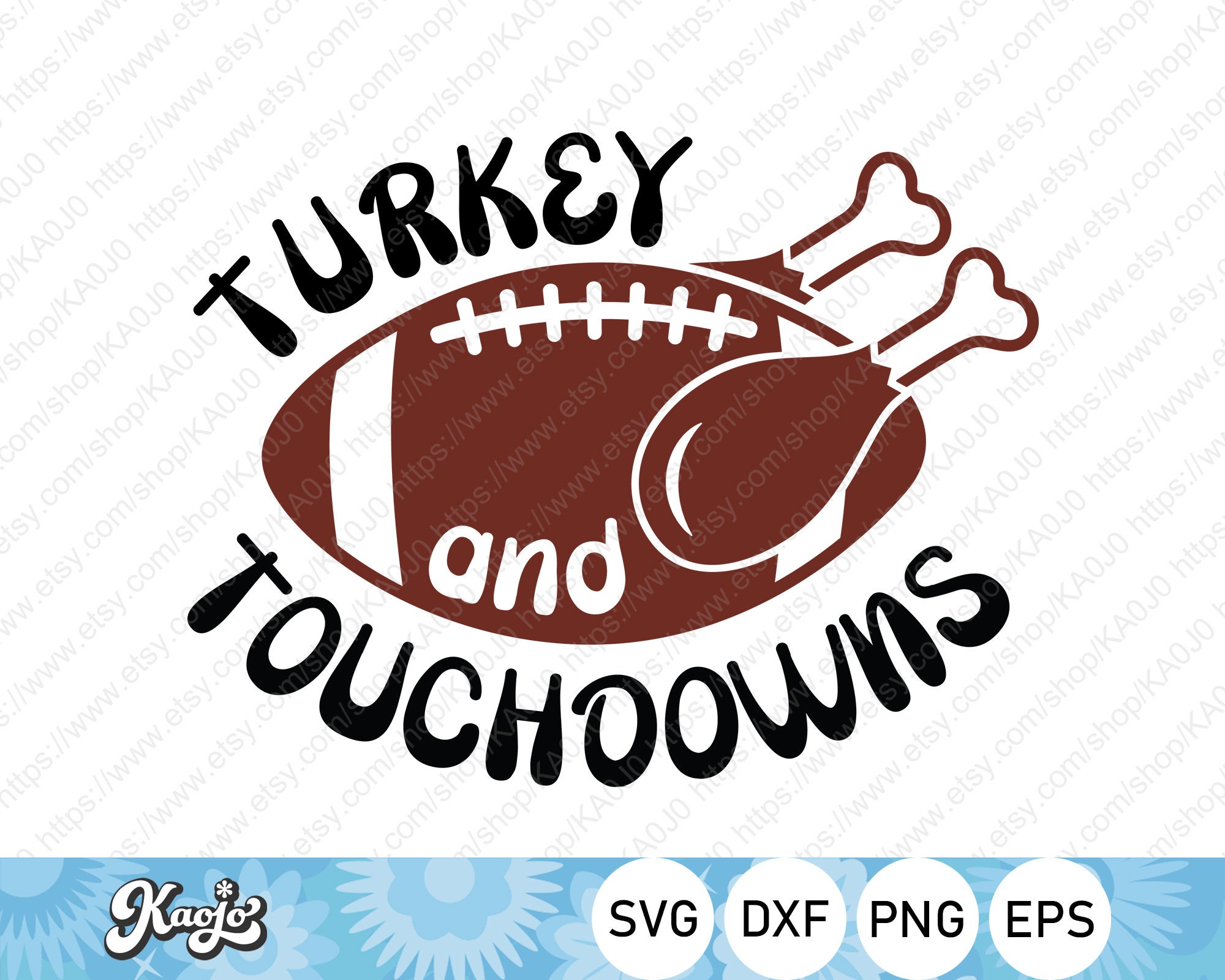 Turkey and Touchdowns SVG Thanksgiving SVG Fall Svg Turkey | Etsy