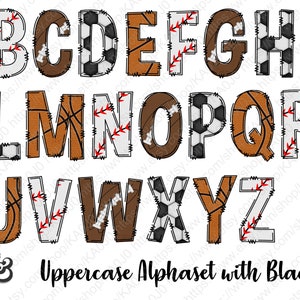 Sport Ball Doodle Letters PNG Bundle, Basketball, Football Alphabet ...
