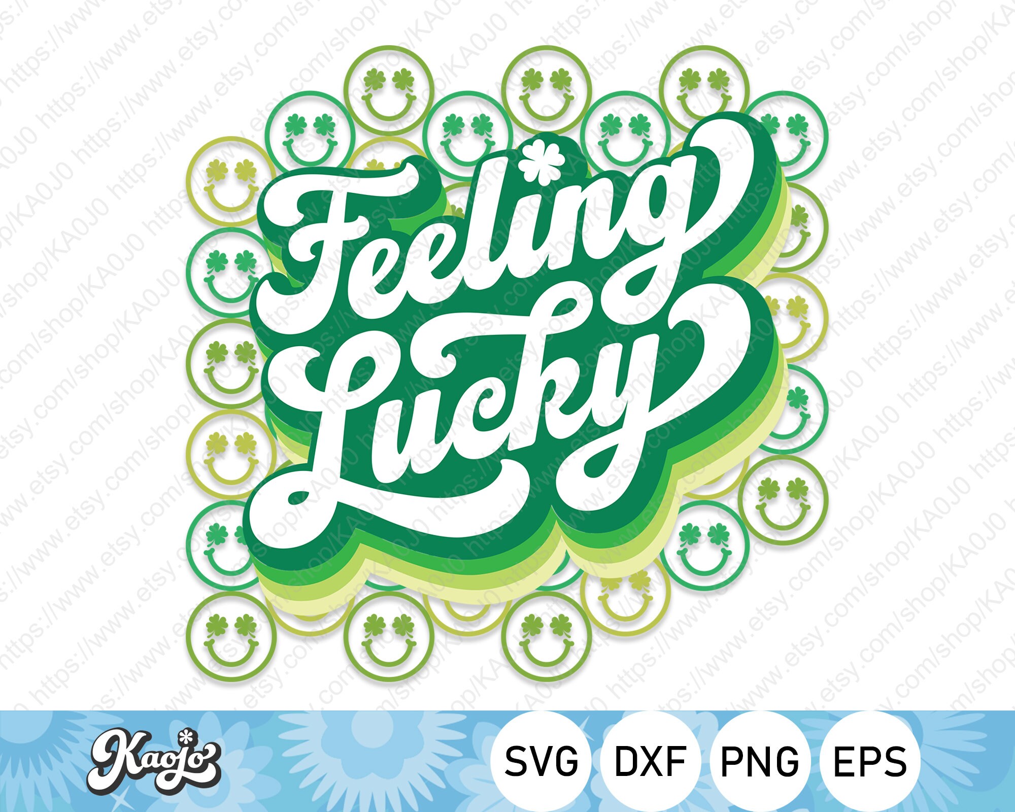 Feeling Lucky Svg Smiley Face Svg Lucky Shamrock Svg St | Etsy