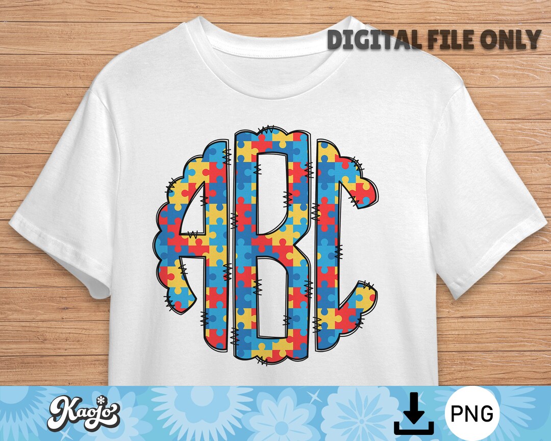 Autism Doodle Monogram Letter PNG, Colorful Puzzle Pieces Alphabet With ...