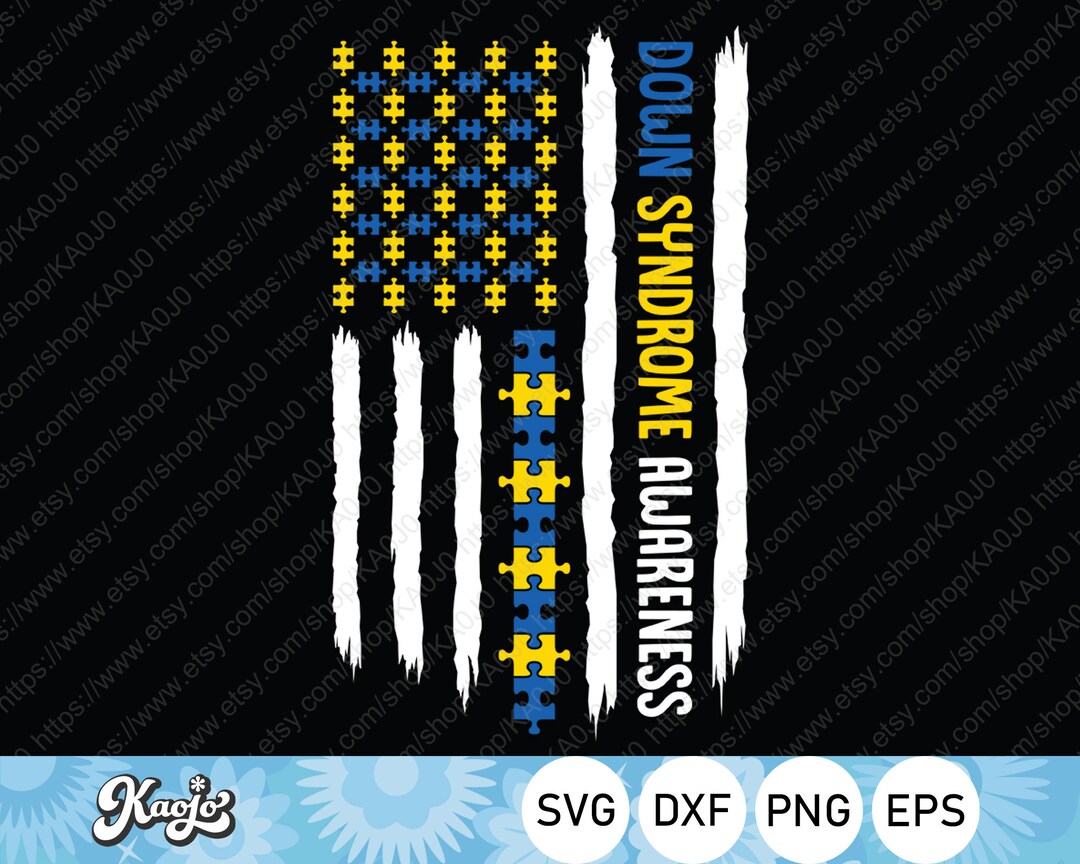 Down Syndrome Awareness American Flag Svg, Blue Yellow US Flag Svg ...