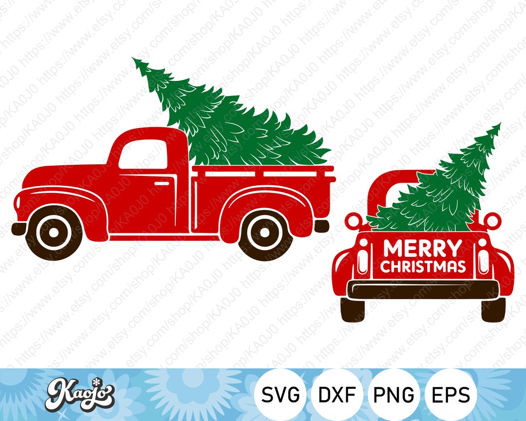 Christmas Tree Truck Svg, Christmas Red Truck Svg, Christmas Tree Svg ...