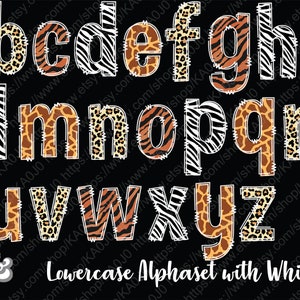 Wild Doodle Letters PNG Bundle, Animal Skin Pattern Alphabet Uppercase ...