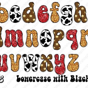 Country Doodle Letters PNG Bundle, Western Groovy Alphabet Uppercase ...