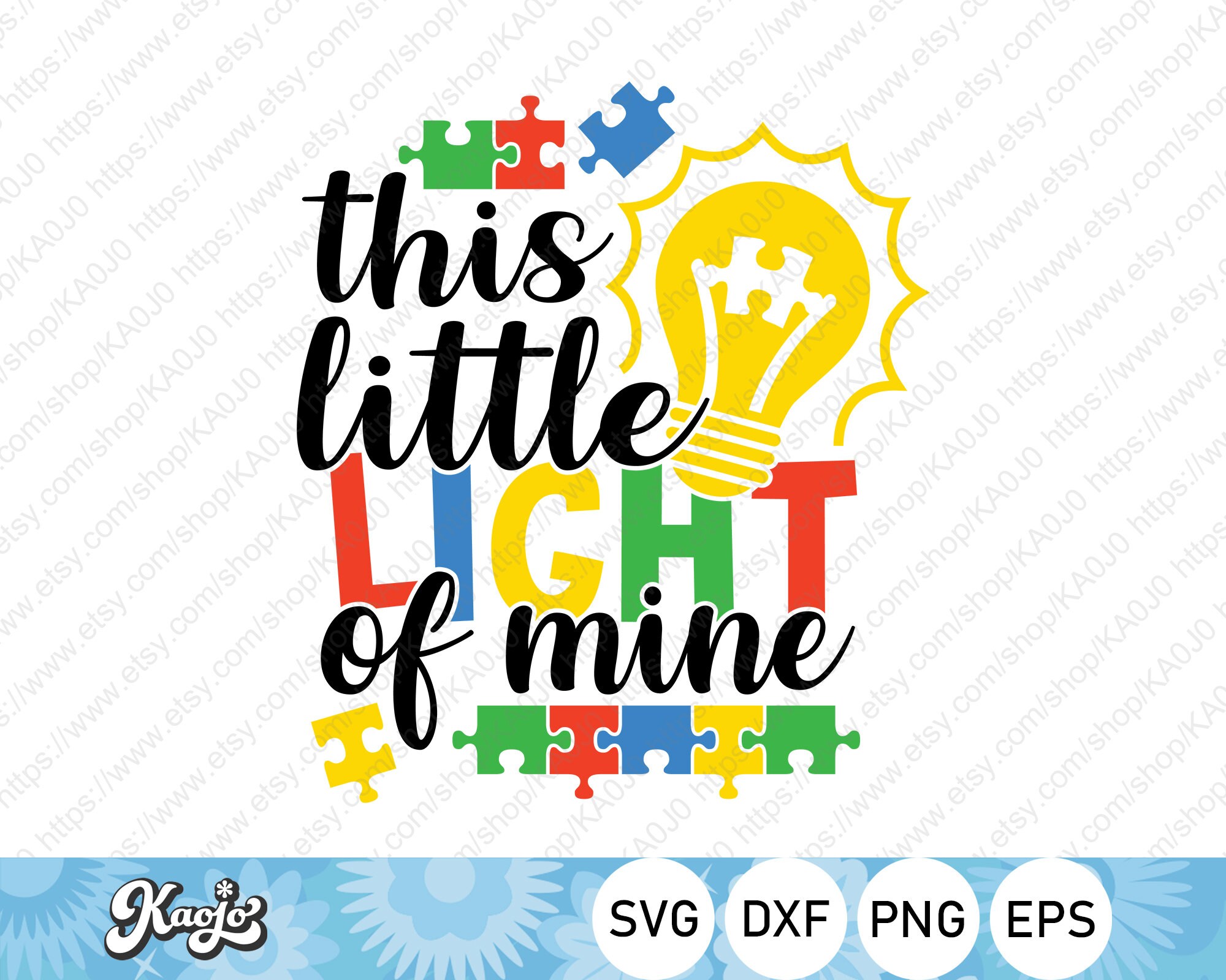 This Little Light Of Mine SVG Autism Light Bulb SVG Autism | Etsy