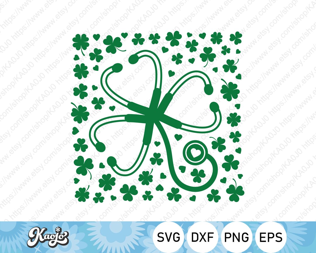 Nurse St. Patrick's Day SVG, Stethoscope Shamrock SVG, Shamrock SVG, St ...