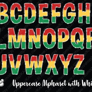 Juneteenth Doodle Letters PNG Bundle, Entire Doodle Alphabet Uppercase ...