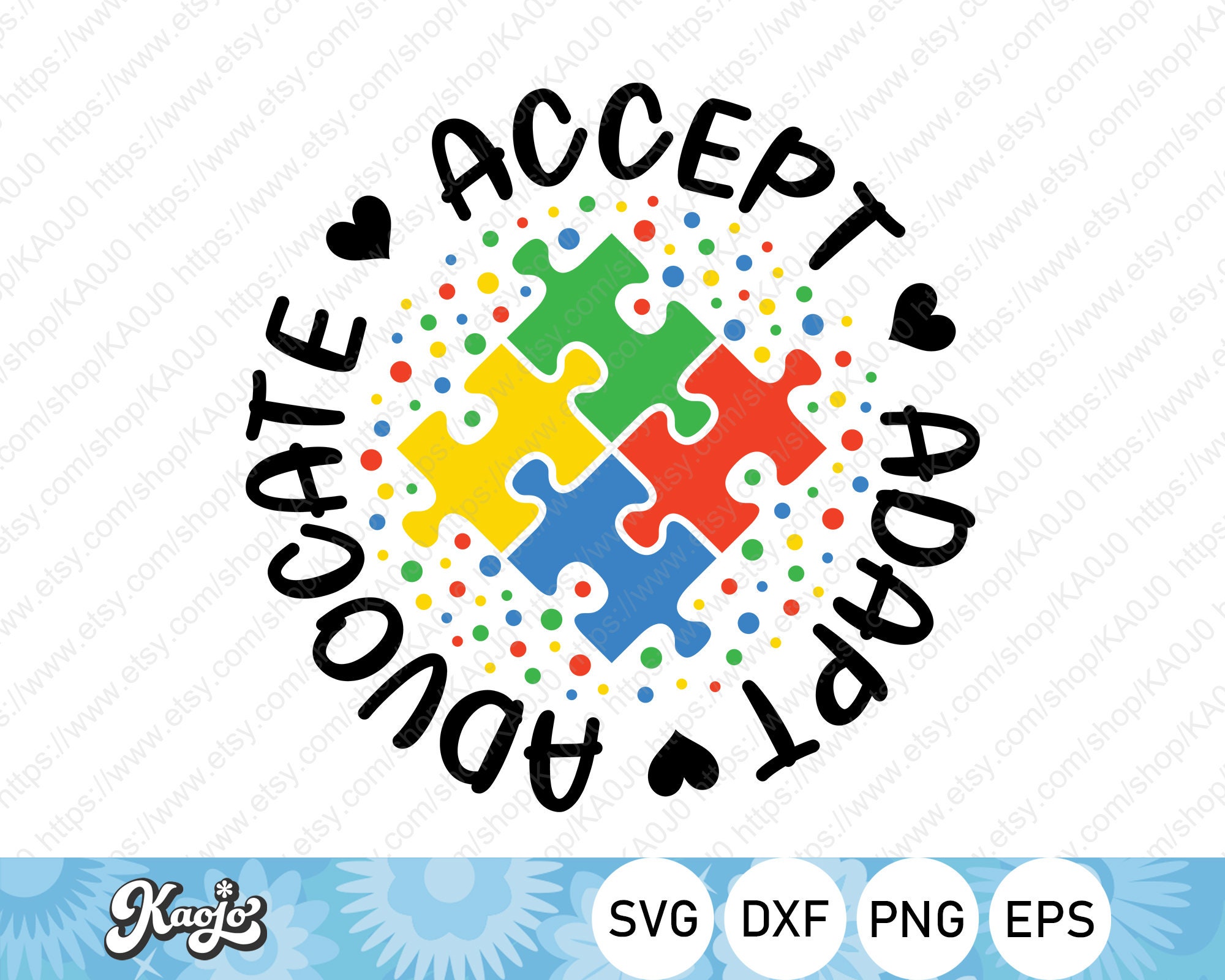 Accept Adapt Advocate SVG Autism Awareness SVG Mental Health | Etsy