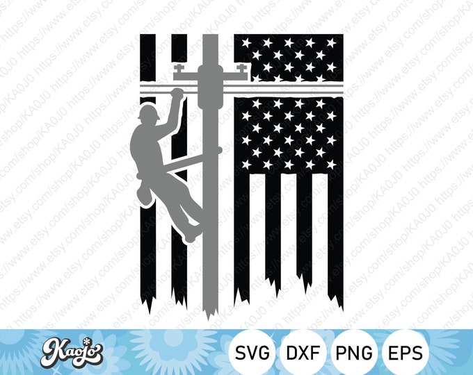 Lineman Flag Svg, Electrical Line Worker Design Cricut, Lineman ...