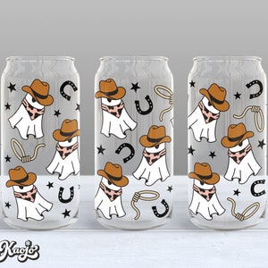Cowboy Ghost Can Glass Svg, Halloween Boo Haw Can Glass Svg, Spooky ...