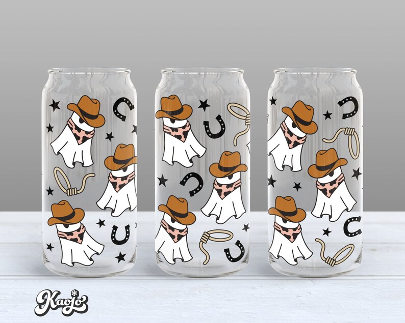 Cowboy Ghost Can Glass Svg Halloween Boo Haw Can Glass Svg - Etsy