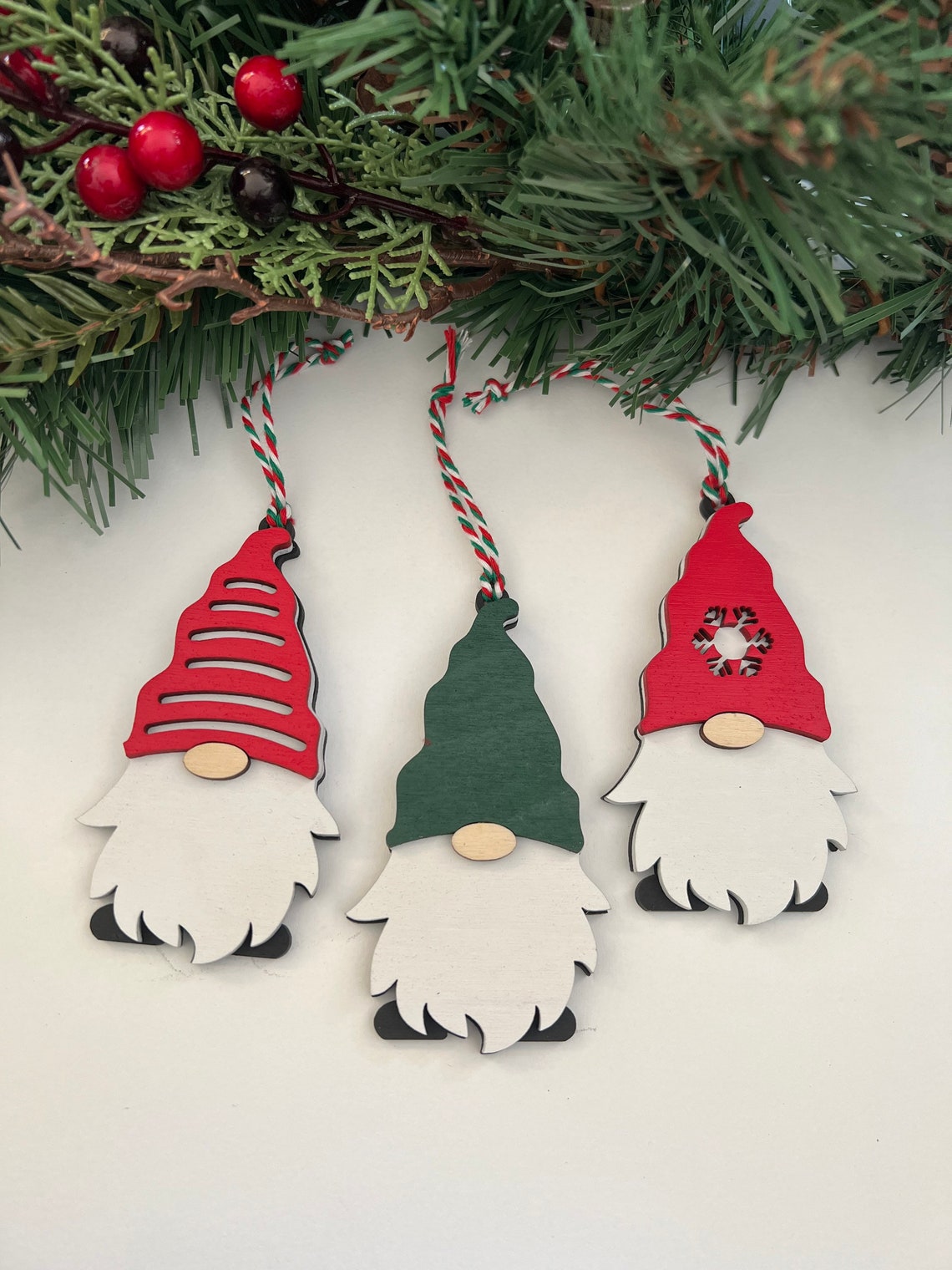 Set of 3 Custom Christmas Gnome Ornaments Gnome Lover Gnome - Etsy