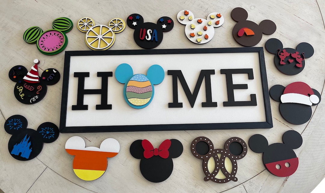 Mickey Disney Inspired Interchangeable Home Sign With Heads - Etsy