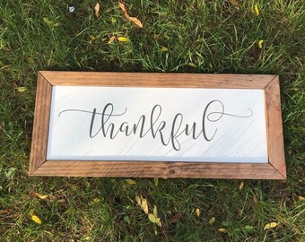 Rustic Thankful Sign Framed in Lath - Etsy