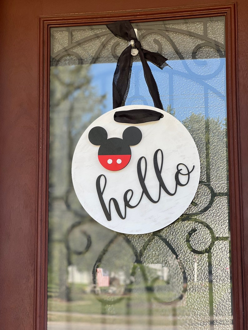 Mickey Disney Inspired Round Home Sign With Interchangeable - Etsy