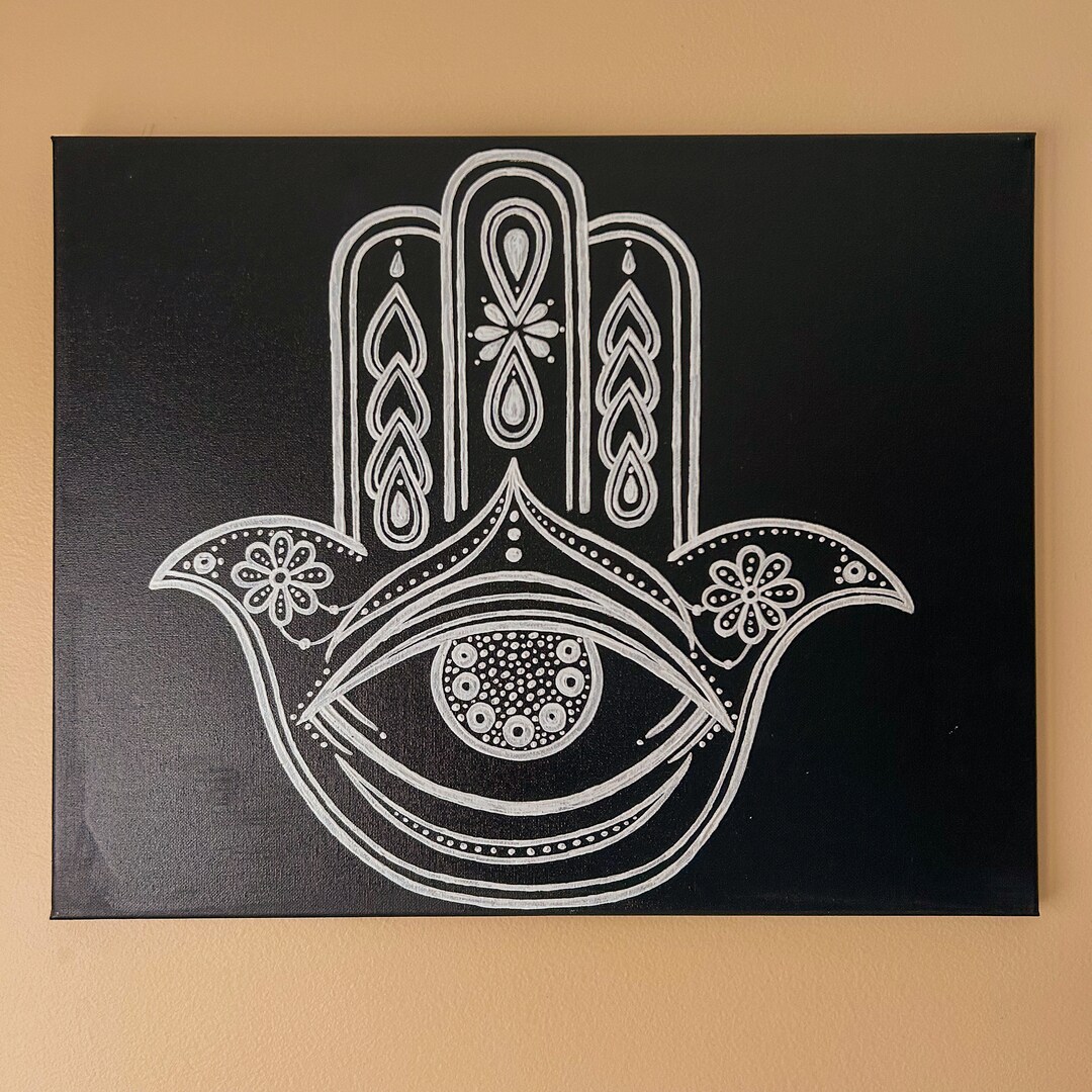 Hamsa Hand Negative Space Painting - Etsy